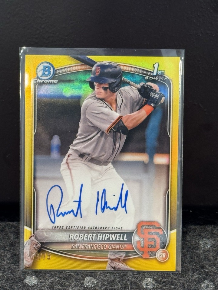 2025 Bowman Chrome Robert Hipwell Yellow Refractor Auto /75 SF Giants ...