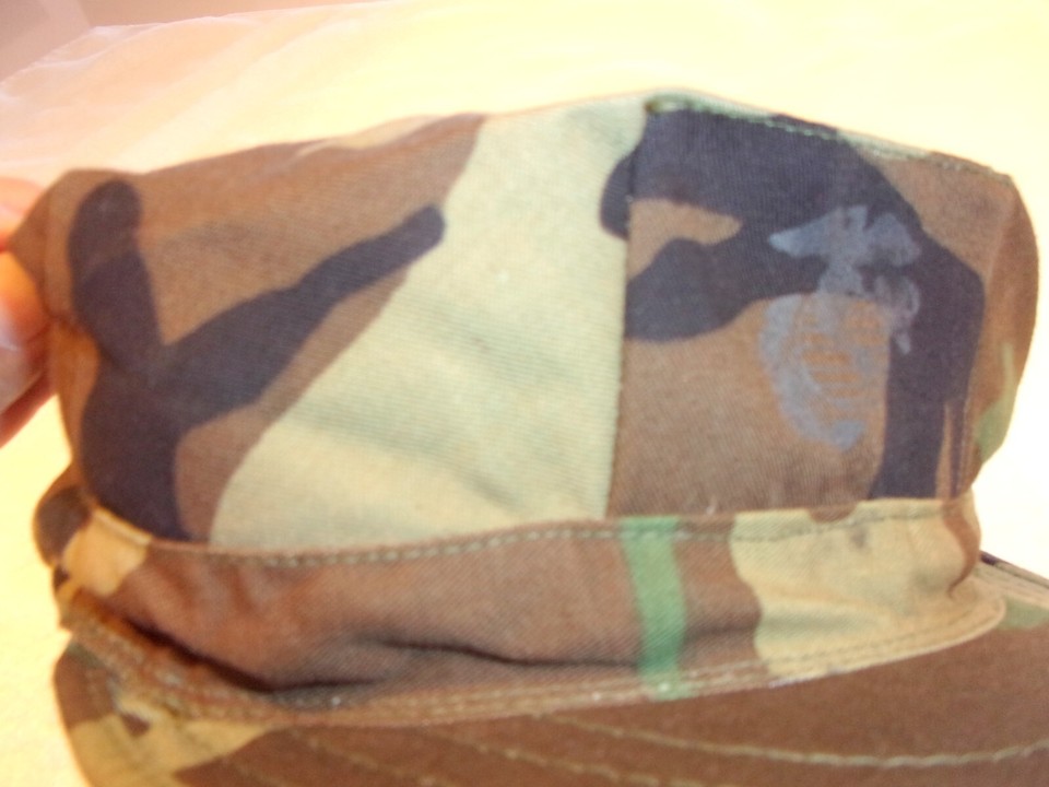 BDU WOODLAND 8 Point MARINE CORP USMC ROTC JROTC UTILITY CAP COVER W ...