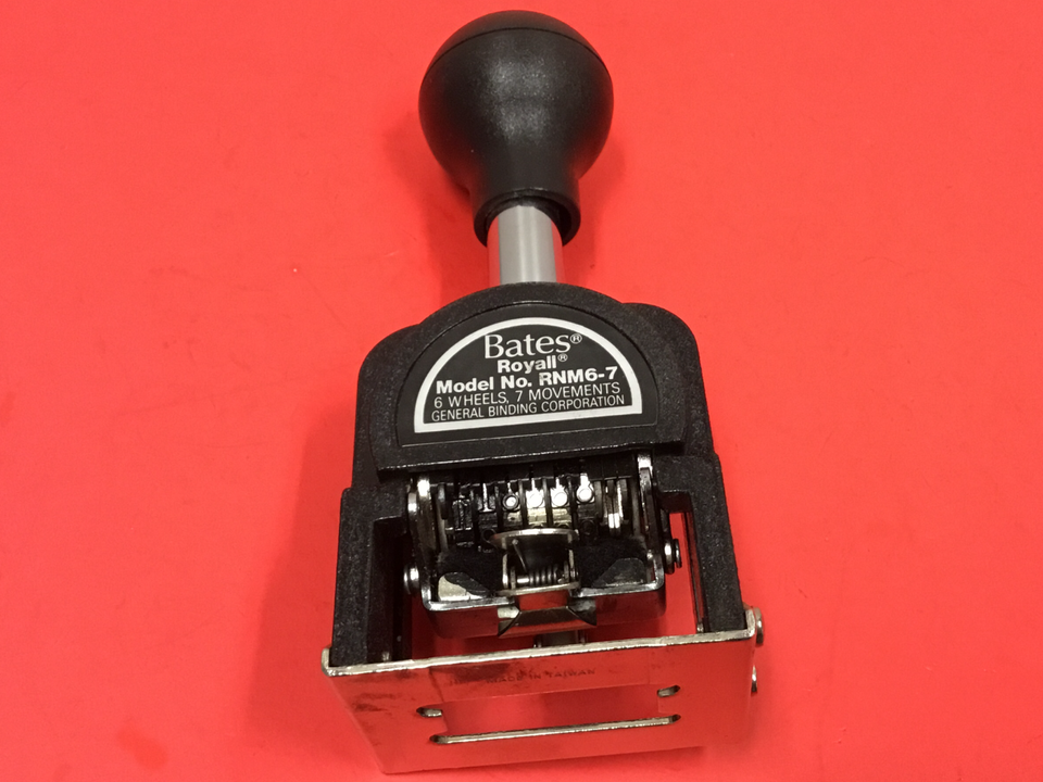 Bates Royall - P/N: RNM6-7 - Numbering Machine - 6 Wheels - 7 Movements ...