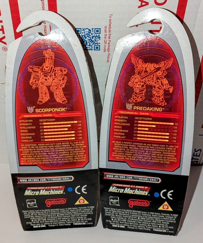 2006 Titanium Generation 1 G1 PREDAKING & SCORPONOK Transformers MOSC ...