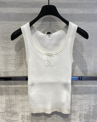 authentic Chanel Double C Logo Tank Top In Cream | eBay