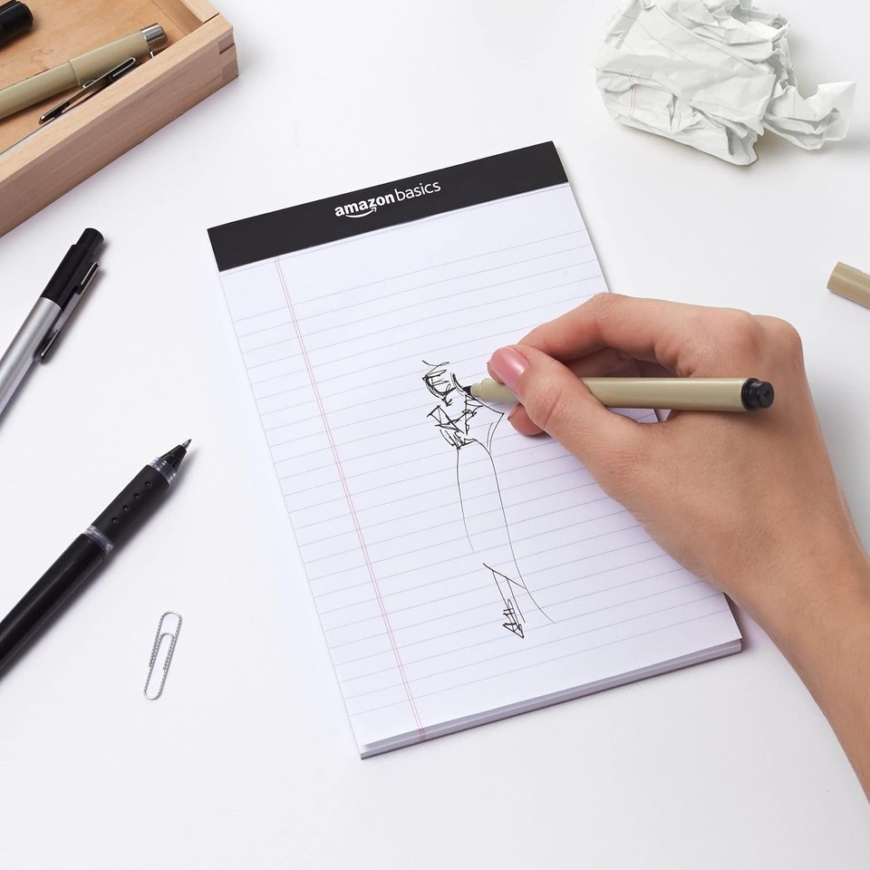 Narrow Ruled Lined Writing Note Pad, 5 Inch X 8 Inch, White, 12 Count ...