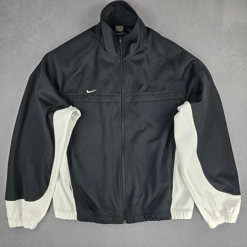 Nike Team Jacket Mens XL Black White Full Zip Track Athletic Polyester ...