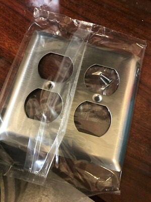 13 P&S Brushed Stainless Steel 2G Duplex Receptacle Wallplate Outlet ...