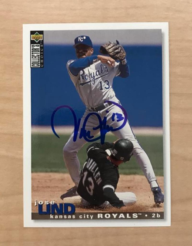 JOSE LIND KANSAS CITY ROYALS SIGNED AUTOGRAPHED 1995 UPPER DECK CARD ...