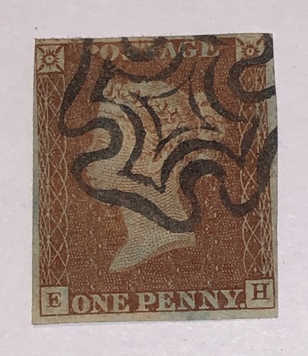 SG8 1d Penny Red Imperf’ With MX Cancel Plate 16 Four Margins used (Lot ...