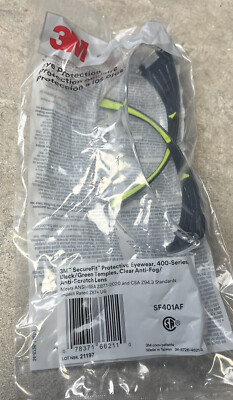 3M SecureFit Safety Glasses Protective Eyewear SF401AF Clear Anti-Fog ...