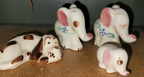 Block Pottery CALIFORNIA Elephants & California Dog Figurines | eBay
