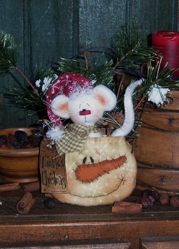 Primitive Patti's Ratties Christmas Snowman Mouse Doll Paper Pattern ...