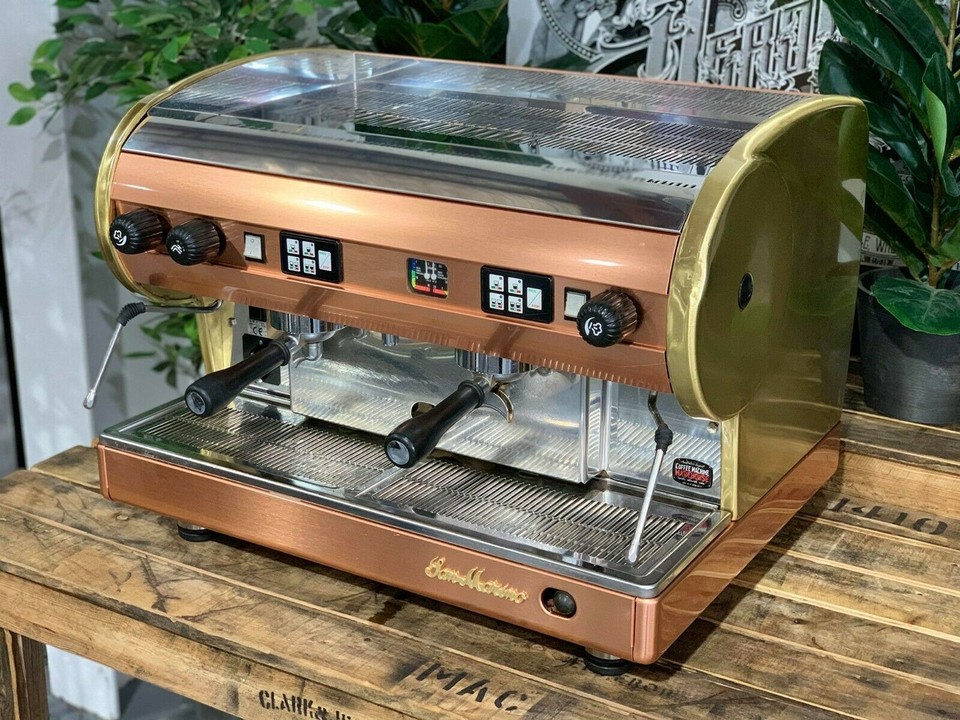 SAN MARINO LISA 2 GROUP STAINLESS GOLD AND BRONZE ESPRESSO COFFEE ...