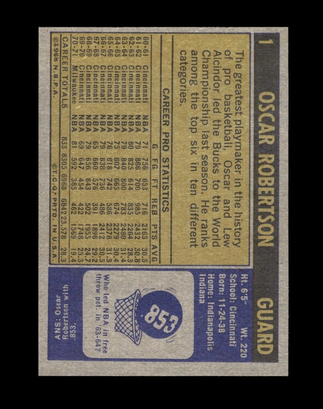 1971-72 Topps Set-Break # 1 Oscar Robertson NR-MINT *GMCARDS* | eBay