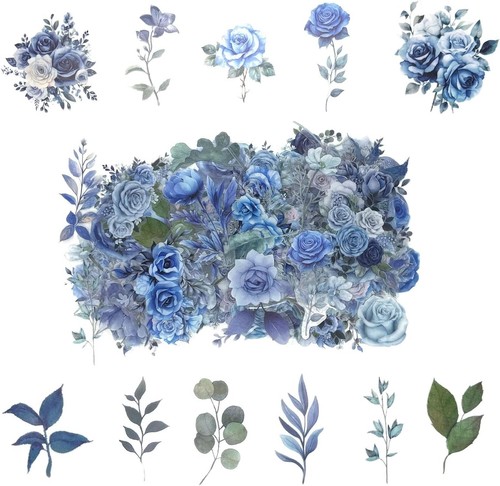100 Pcs Blue Flower Stickers, Wildflower Scrapbooking Journal Craft | eBay