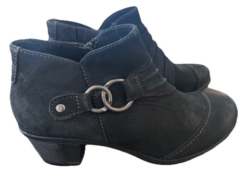 Earth Origins Boots Heidi Ankle Bootie 8M Black Leather Casual Block ...