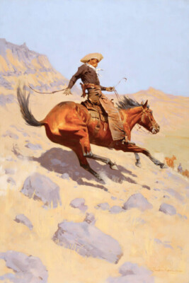 The Cowboy Painting Frederic Remington Bronco Riding Painting Art ...