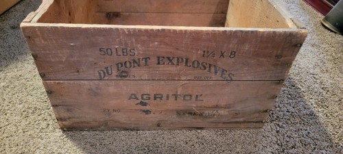 Vintage Wood Crate Box DuPont High Explosives Agritoe 50lbs | eBay