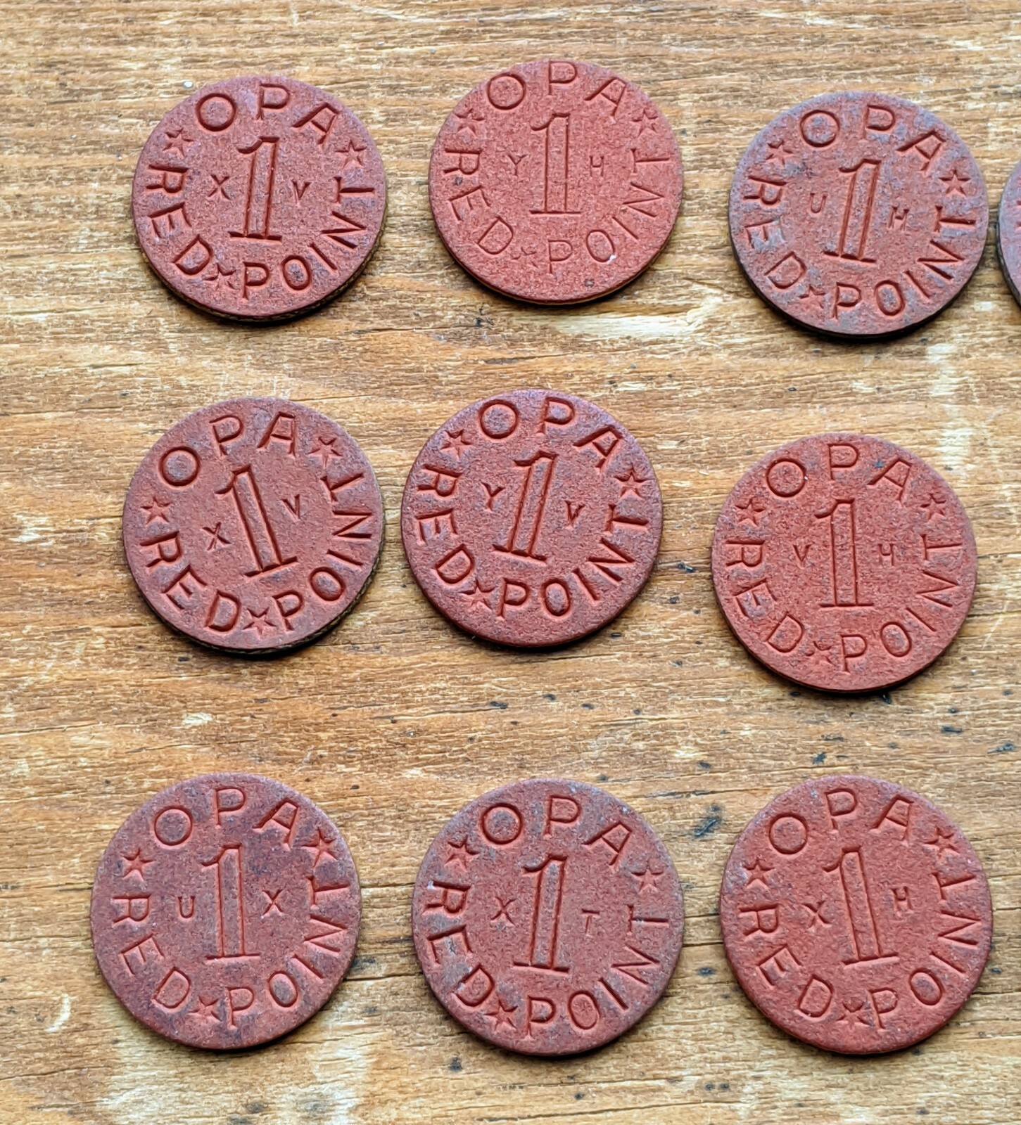 Vintage Lot of 15 OPA Red Point Ration Token Coin WWII Era Collectible ...