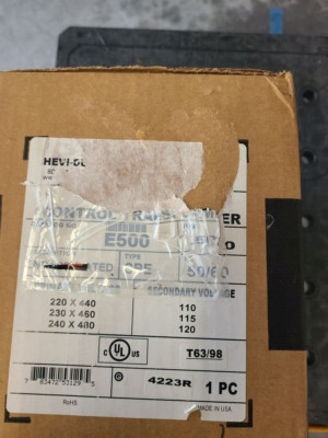 Emerson SolaHD E500 SBE Control Transformer, 240/480 VAC / 120VAC 0.5 ...