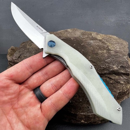VORTEK SCIMITAR Jade G10 Ball Bearing D2 Blade Folding Flipper EDC ...