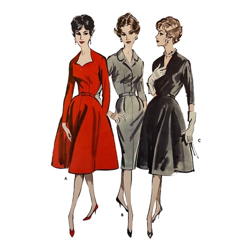 Vintage 1950s Pattern –Trio of Dresses, Quick & Easy - Bust=36” (91.4cm ...