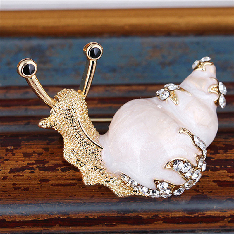 Enamel Snail Brooch Pin Rhinestone Crystal Collar Animal Brooch Jewelry ...