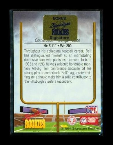 1994 SIGNATURE ROOKIES PROSPECT AUTOGRAPH Football Card MYRON BELL ...
