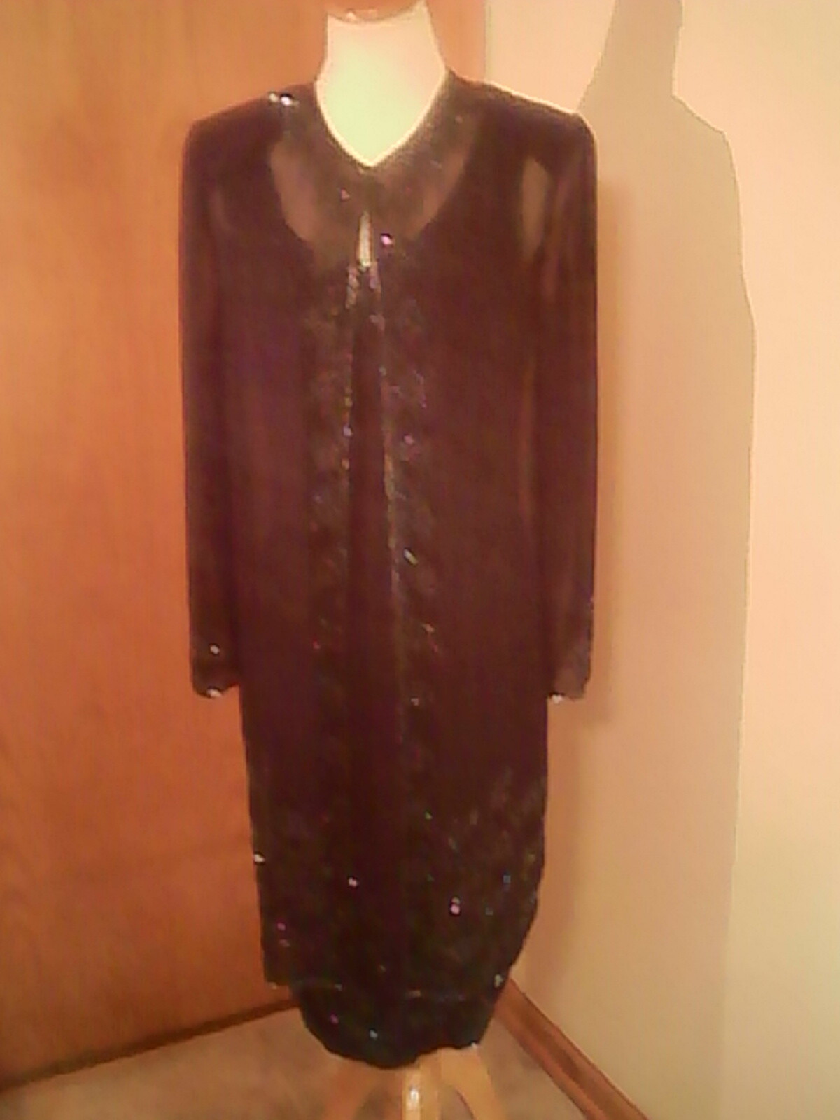 JMD brand women's black dress suit S sleeveless dress polyester sequins ...