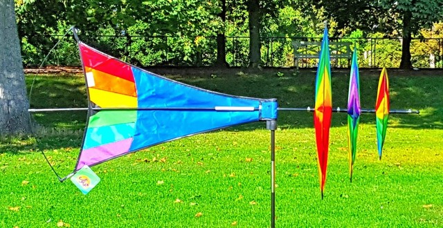 Large Rainbow Triple Garden Yard Spinner Toy UV Resistant Fabric ...