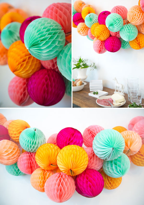 4 inch HoneyComb Tissue Paper Ball Lantern Pom Poms Wedding Birthday ...