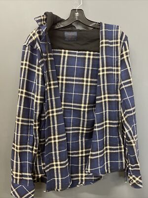 Mens Blue Plaid Nomad Hooded Button Up Flannel M | eBay