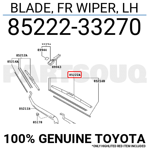 Toyota Genuine OEM 85222-33270 Blade FR Wiper LH 8522233270 for sale ...