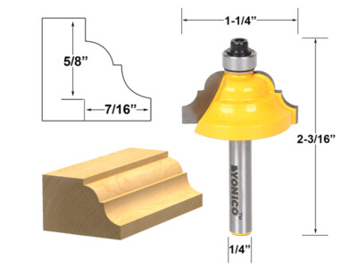 7/16" Classical Roman Ogee Edge Forming Router Bit - 1/4" Shank ...