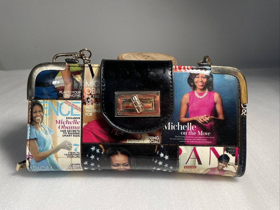 MIchelle Obama Magazine Cover Collage Crossbody Clutch Wallet Cell ...