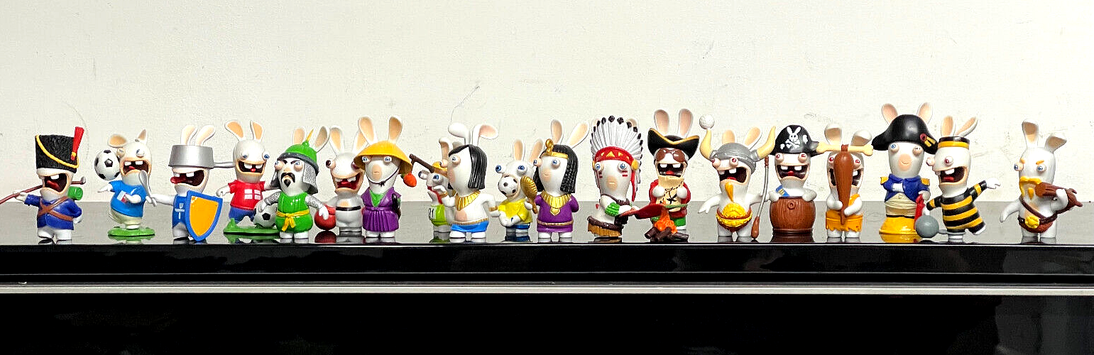 Rayman Rabbids Invasion MEGA Lot of 19 Rabbits UBI art Ubisoft & Card ...