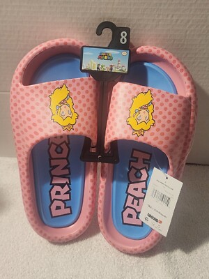 Nintendo Super Mario Womens Princess Peach Slide Sandals Size 8 Pink ...