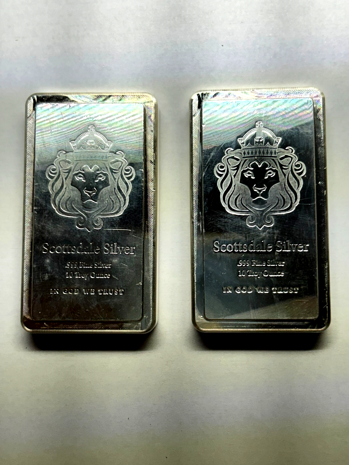 2 x 10 oz .999 silver Scottsdale STACKER® Bars - 20 Troy oz silver ...