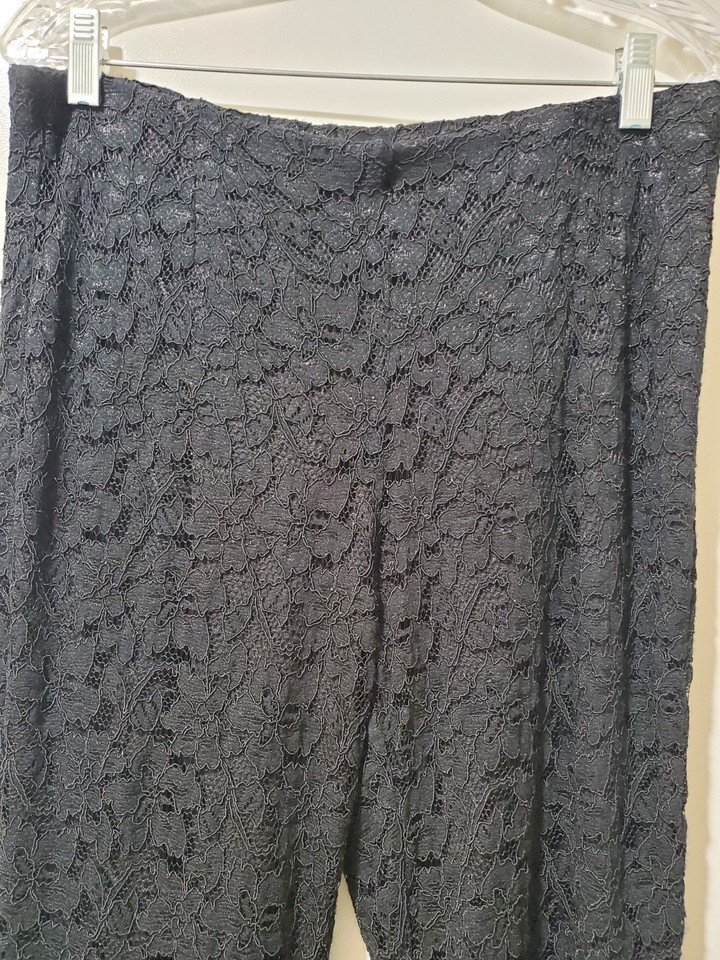 Newport News Shape FX Size 12 Deep Rich Black Lace Flare Pull-On Pants ...