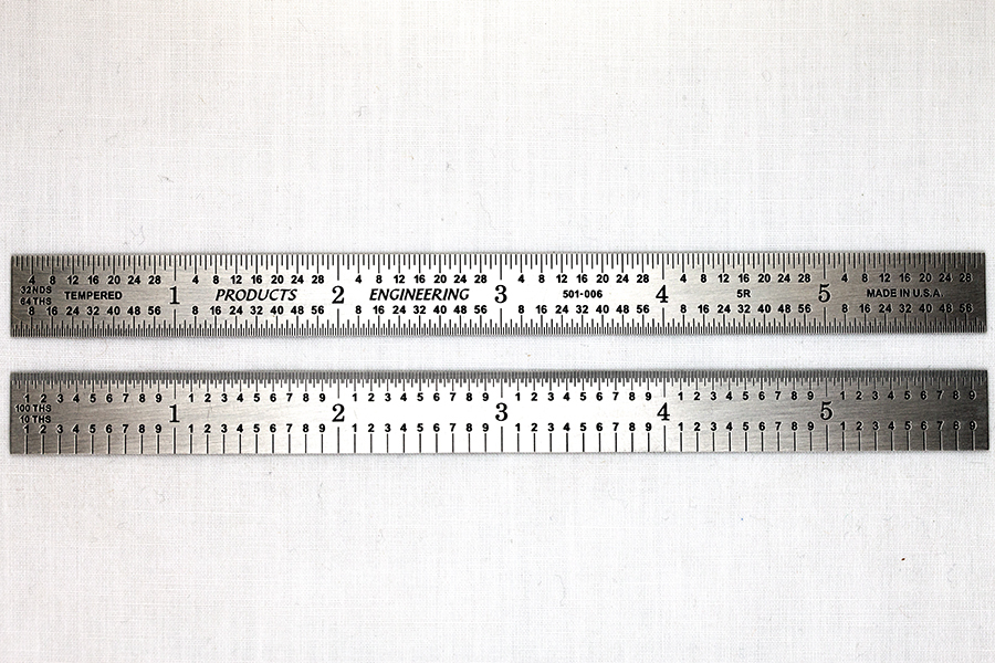 USA PEC 6" Flexible Stainless 5R Machinist ruler/rule 1/64, 1/32, 1/10 ...