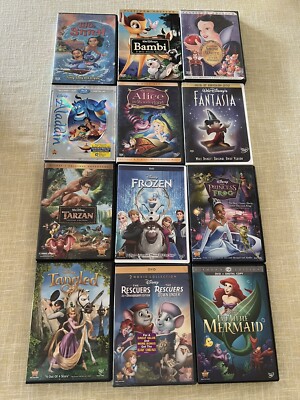 Disney Class DVDs (Little Mermaid, Rescuers, Tangled, Frozen, Tarzan ...