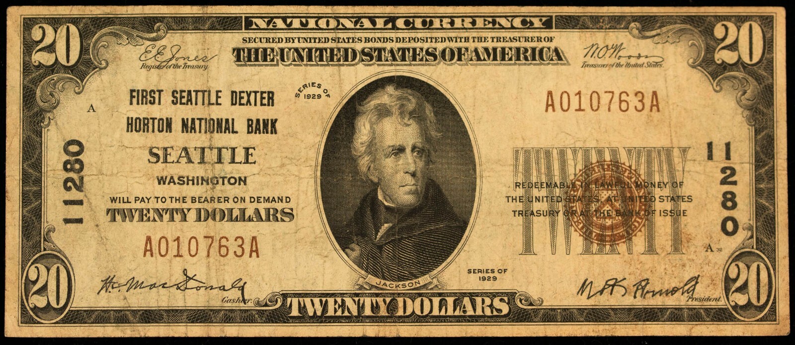 $20.00 Seattle Washington National Currency Note | eBay