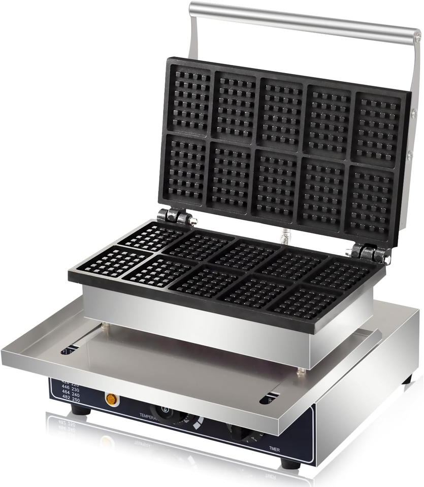 Commercial Mini Square Waffle Maker, 10 Grids 1600W Waffle Baker ...