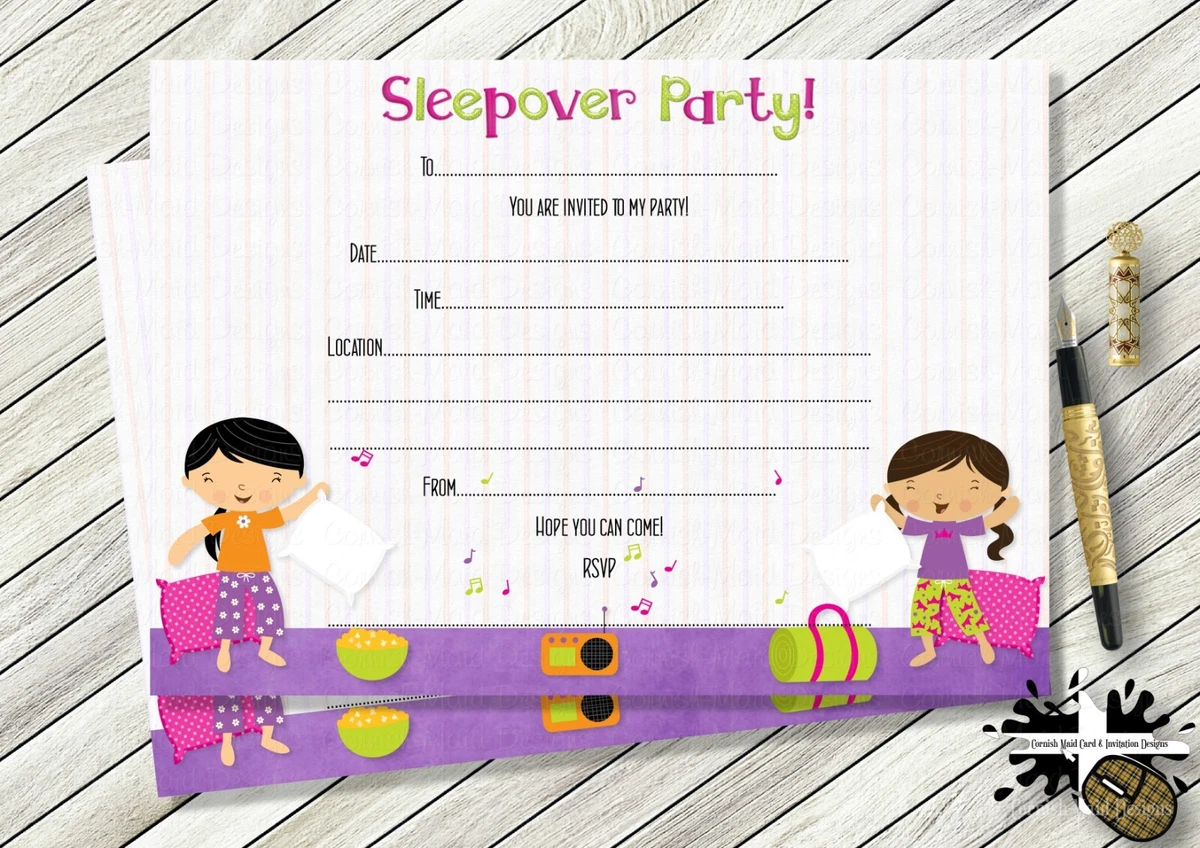 Blank Slumber Party Invitations