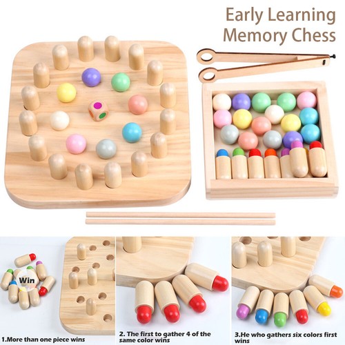 Educational Toys Brain Training Kids Wooden Color Memory Stick Game ...