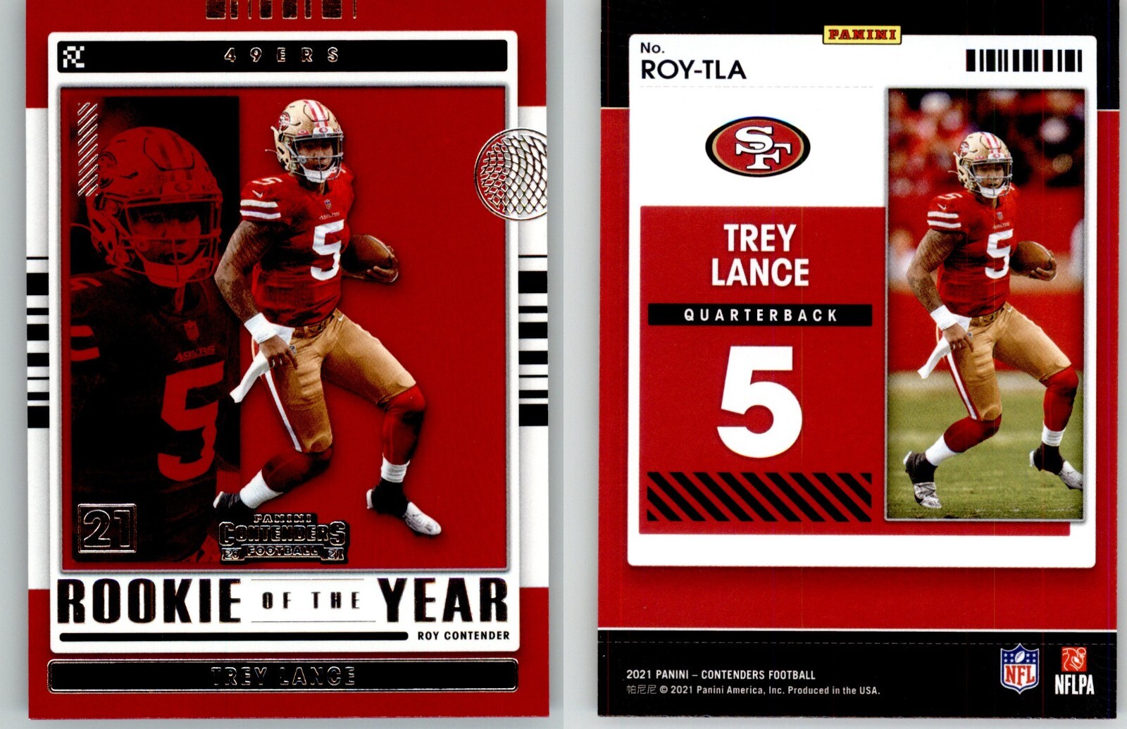 Trey Lance 2021 Panini Contenders Rookie of the Year ROY-TLA San ...