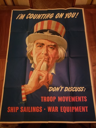 Original WWII 1943 USA WAR POSTER - Uncle Sam Counting On You ...