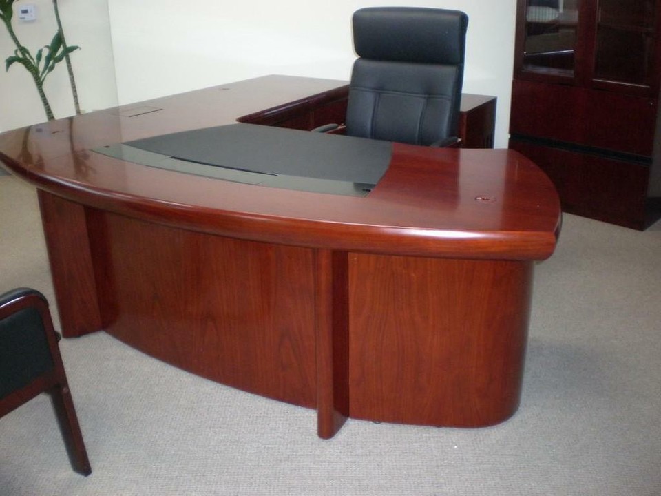 NEW! Executive Office Desk RIGHT Hand Return Enriched Walnut- 9' L x 89 ...