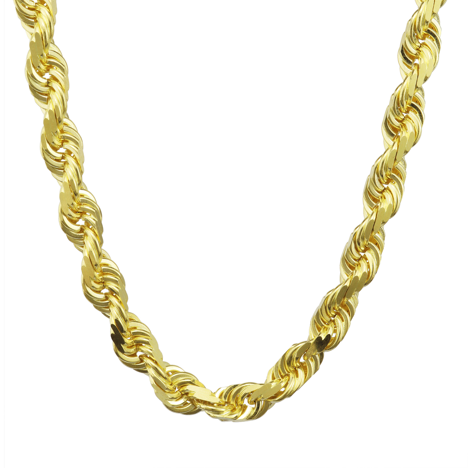 14K Solid Yellow Gold 8mm Mens Heavy Thick Italian Rope Chain Necklace ...