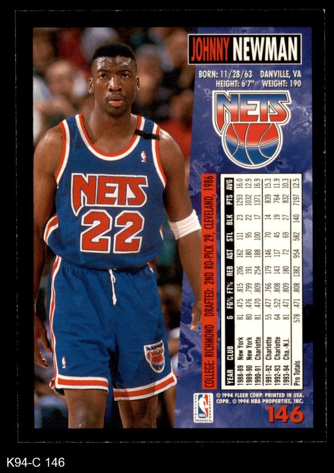 1994 Fleer #146 Johnny Newman Nets Richmond 8 - NM/MT | eBay