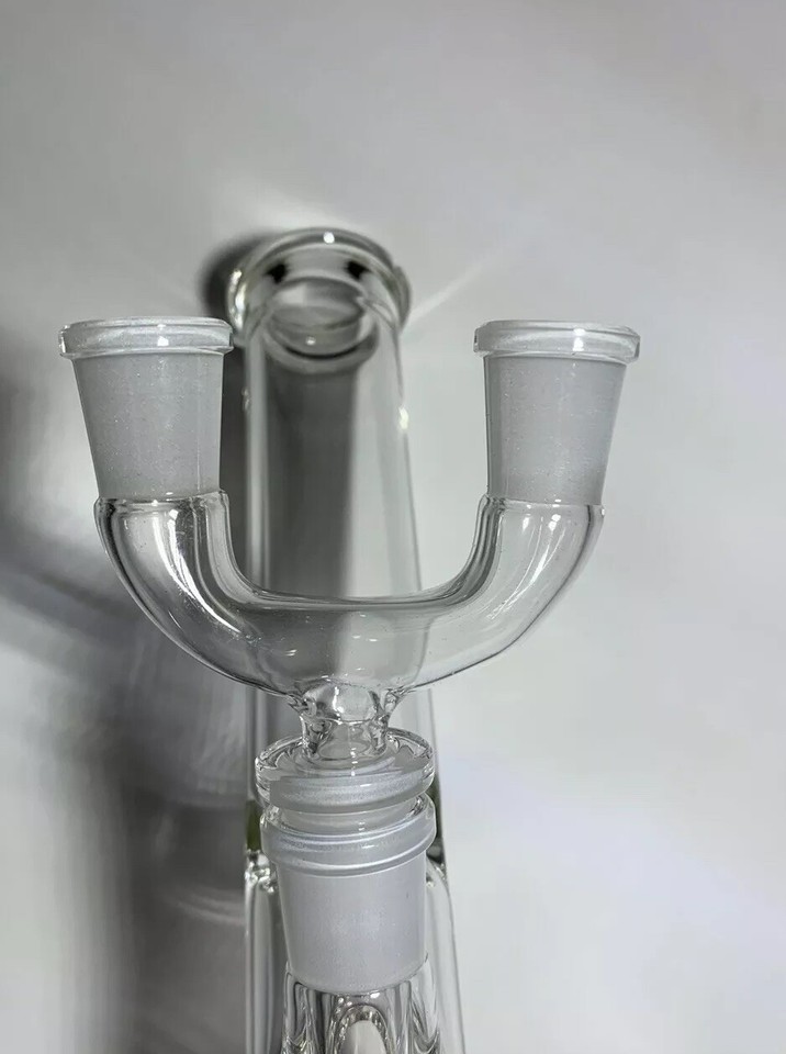 14mm Thick Heavy Double Bowl Clear Glass Adapter Piece | eBay