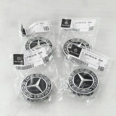 Mercedes Benz center cap OE Gloss black chrome Star emblem Wheel rim ...