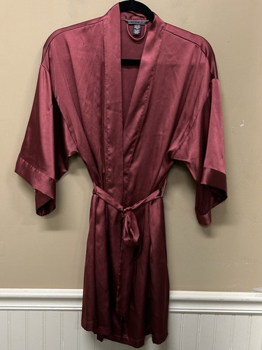 Victoria's Secret Robe Womens Extra Small Maroon Open Tie Satin Bath ...